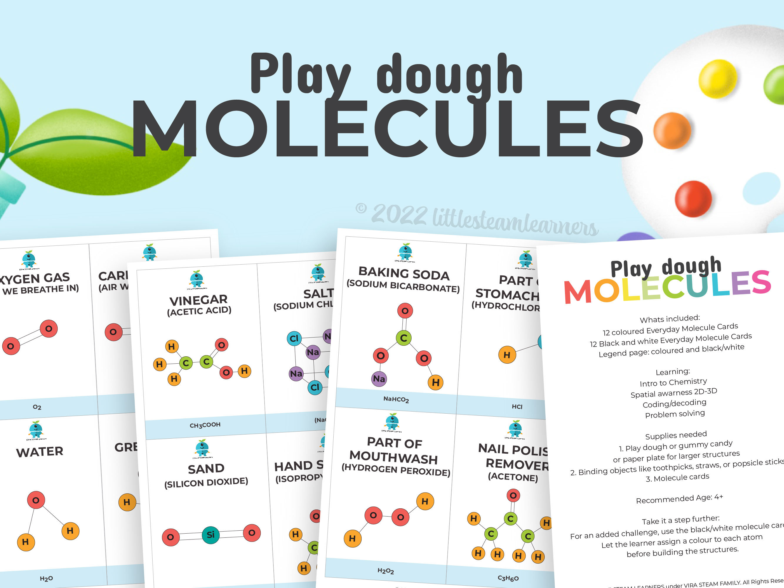 Playdoh Molecules Science Printables Homeschool Curriculum STEM ...