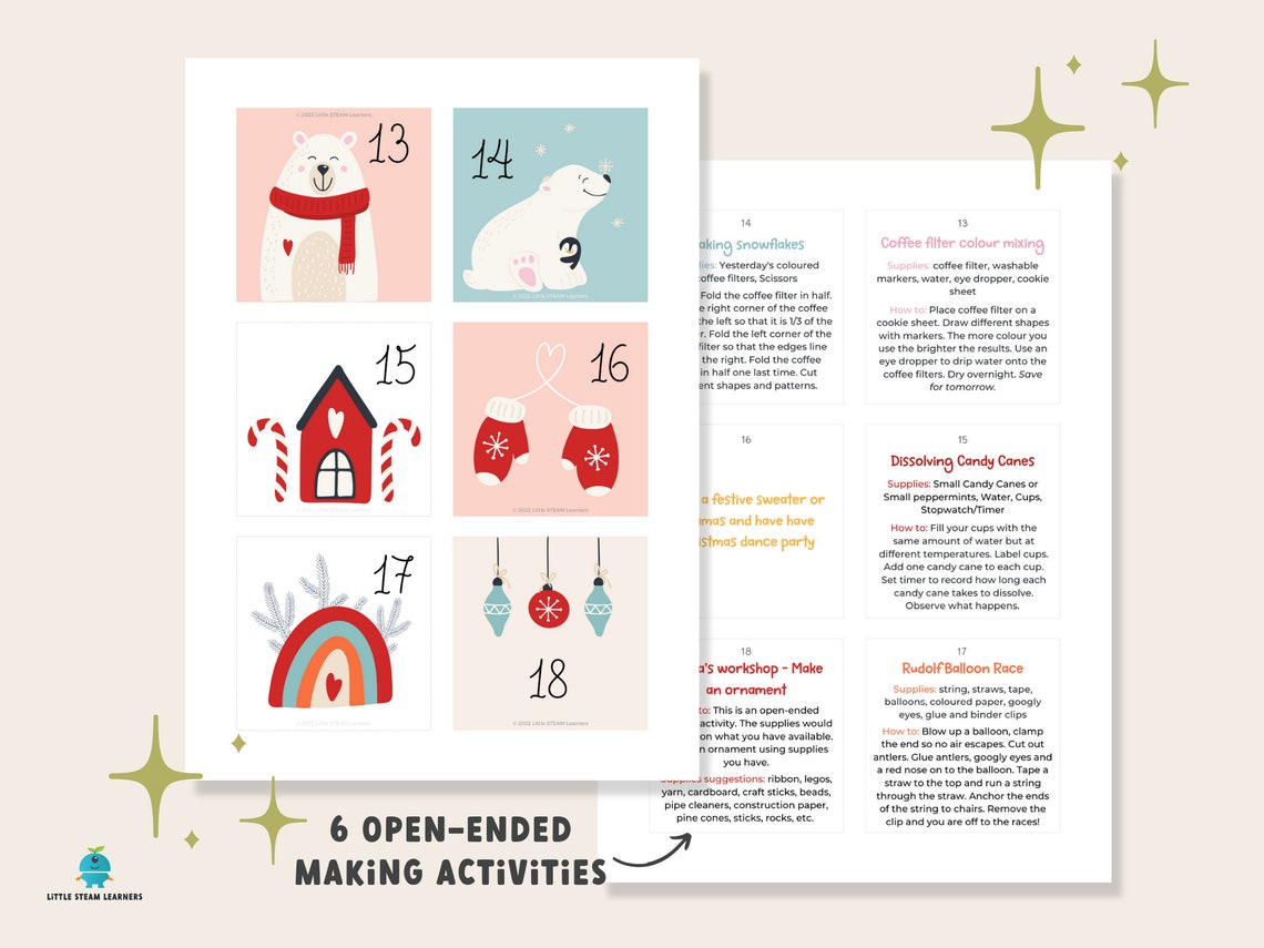 DIGITAL DOWNLOAD Printable Christmas Activity Cards Family Kids Advent ...