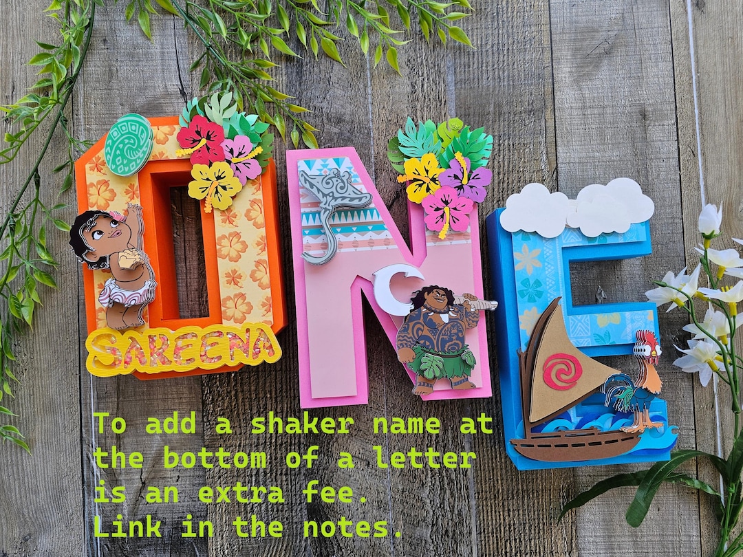7" Moana 3D Letter Number Birthday Decorations, Hawaiian Luau, Baby ...