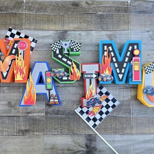 Hot Wheels Birthday Party Letters: 3D Race Car Decoration, 7" Cardstock ...