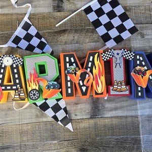 Hot Wheels Birthday Party Letters: 3D Race Car Decoration, 7" Cardstock ...