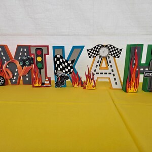 Hot Wheels Birthday Party Letters: 3D Race Car Decoration, 7" Cardstock ...