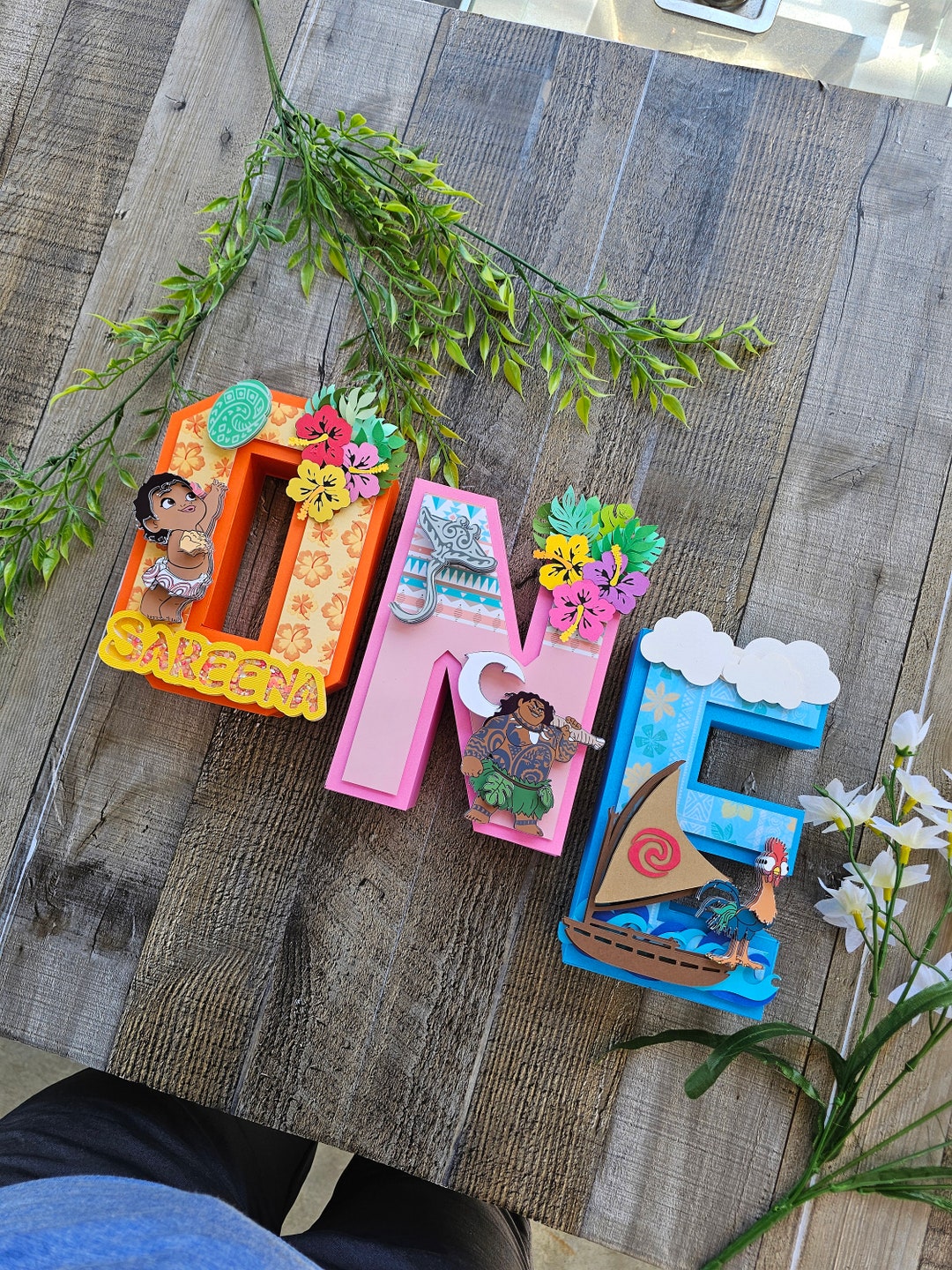 7 Moana 3D Letter Number Birthday Decorations, Hawaiian Luau, Baby ...