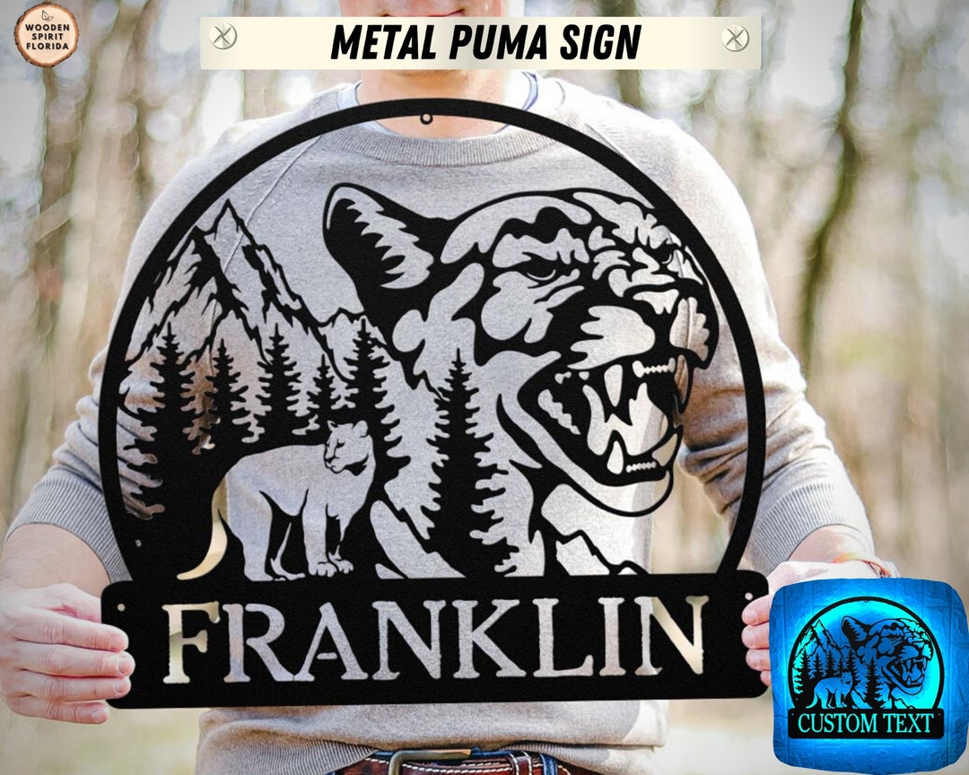 Custom Puma Metal Name Sign With Neon Look Led Lights, Personalized ...