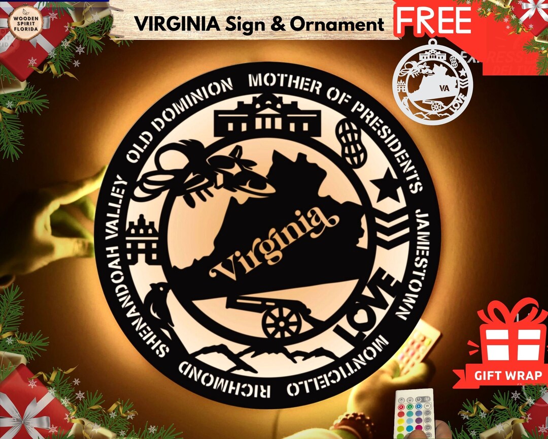 Custom Virginia Wall Art Neon Led Lights, Metal Old Dominion Sign ...