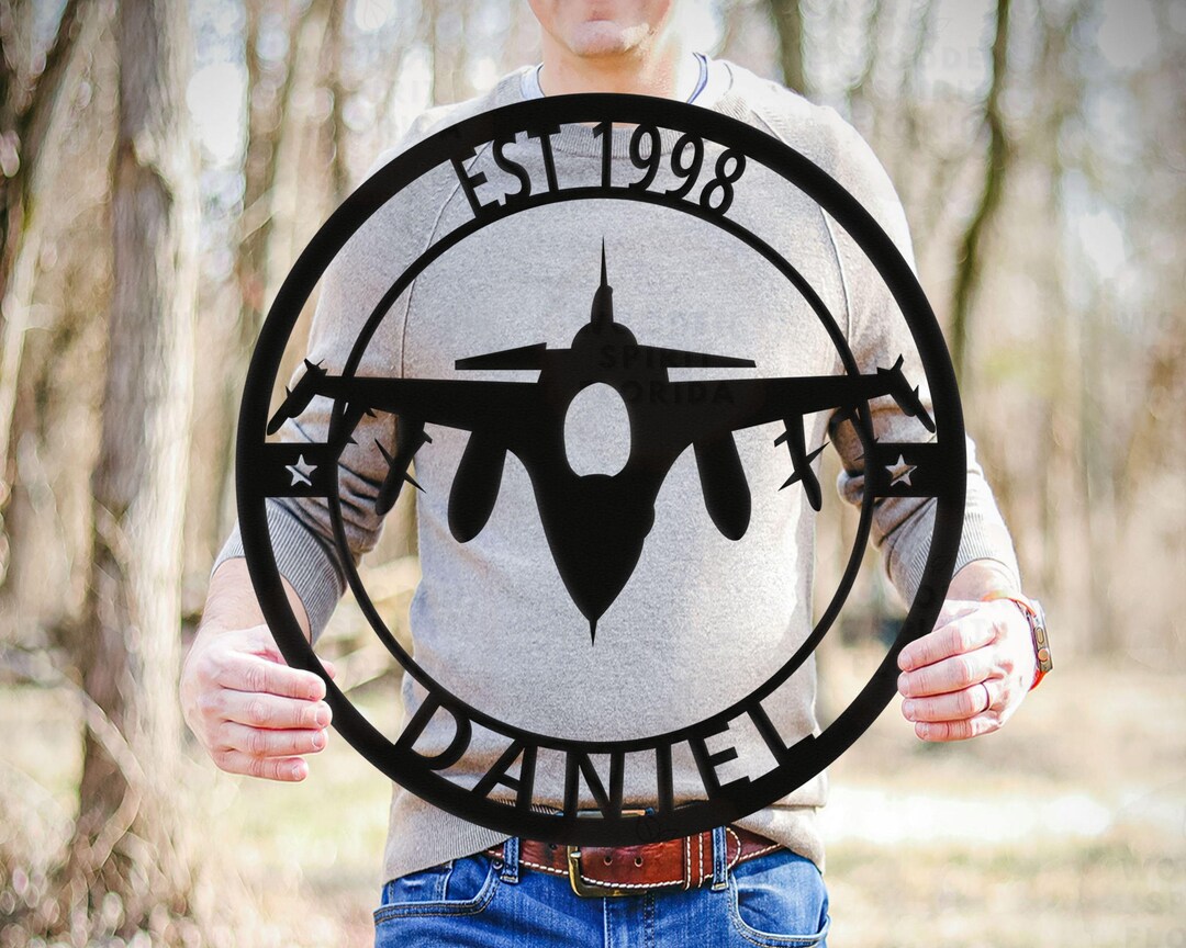 Metal Jet Fighter Sign, Personalized Usaf Pilot Sign, Jet Fighter Art ...