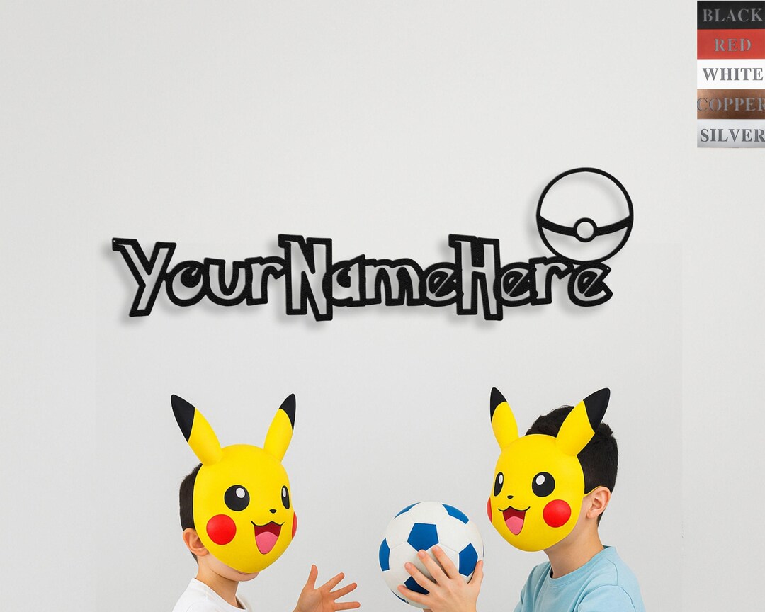 Pokeball Metal Wall Decor – Personalized Name Sign - Minimalist Pokemon ...