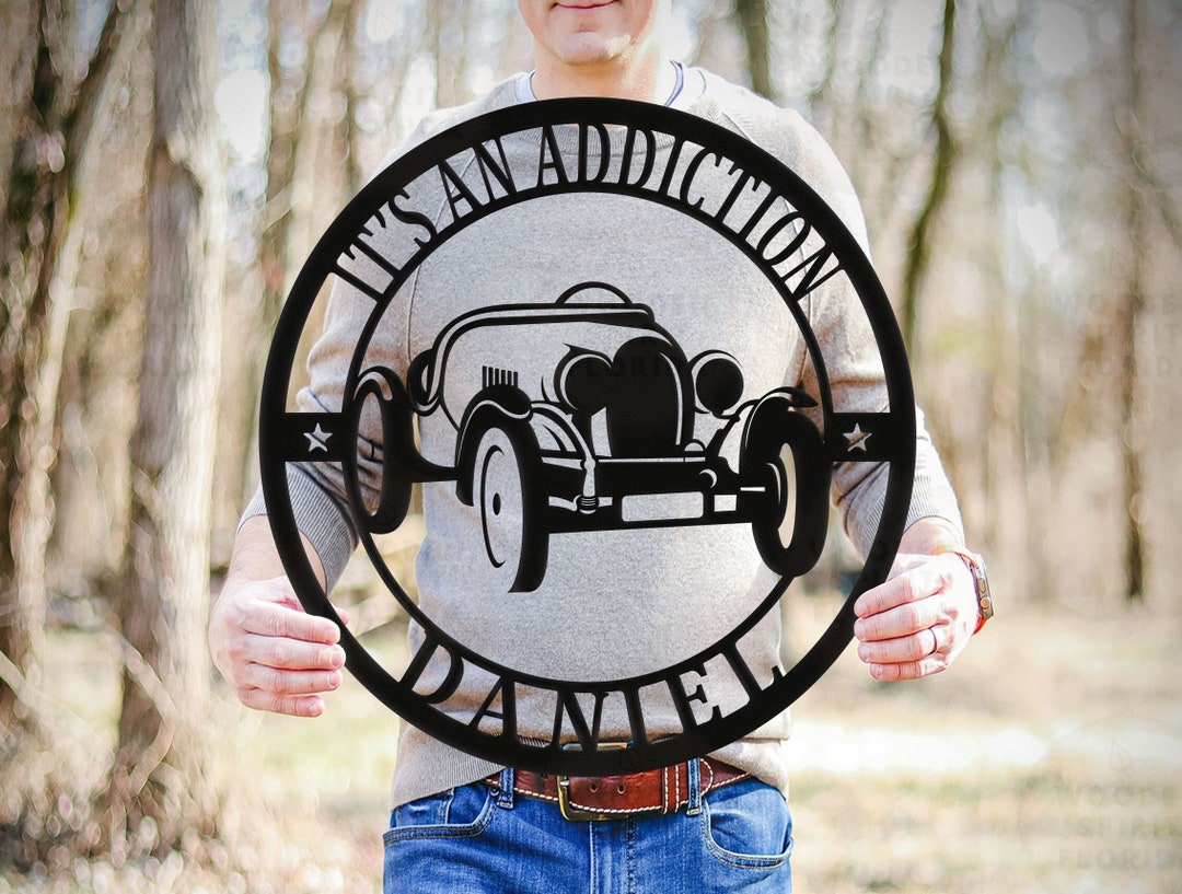 Vintage Race Car Metal Wall Art Custom Retro Racing Decor, Personalized ...