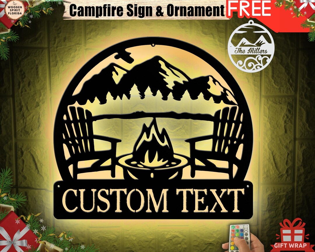 Custom Campfire LED Name Sign Personalized Campground Neon Lights Lake ...