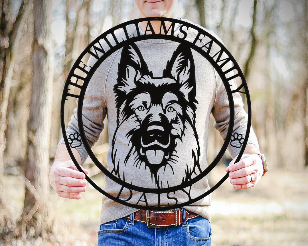 German Shepherd Metal Name Sign, German Shepard Dog House Decor, Custom ...