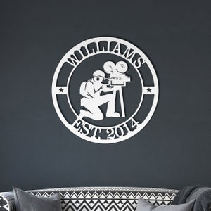 Custom Film Enthusiast Wall Art Personalized Metal Cameraman Decor ...