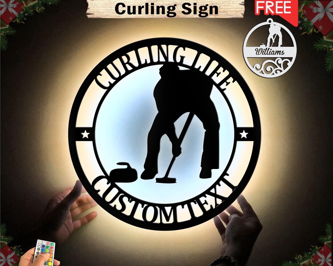 Custom Curling Sport Led Lights, Personalized Curling Metal Wall Art ...