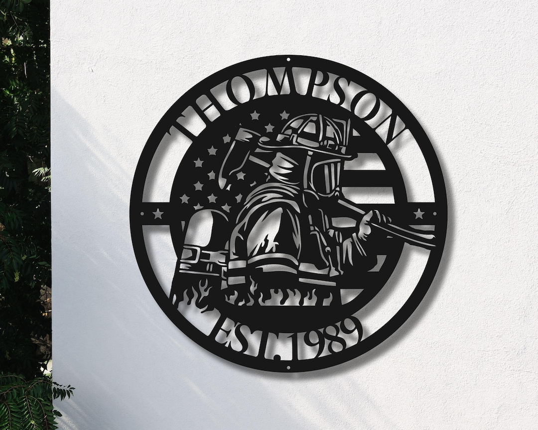 Personalized Firefighter Metal Name Sign, Firefighter Sign ...