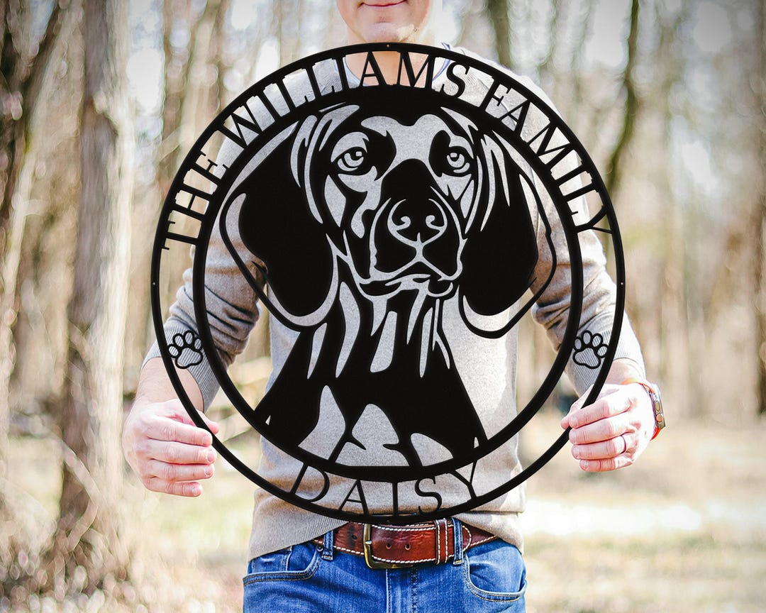 Vizsla Metal Name Sign, Viz Dog House Decor, Custom Dog Sign, Front ...