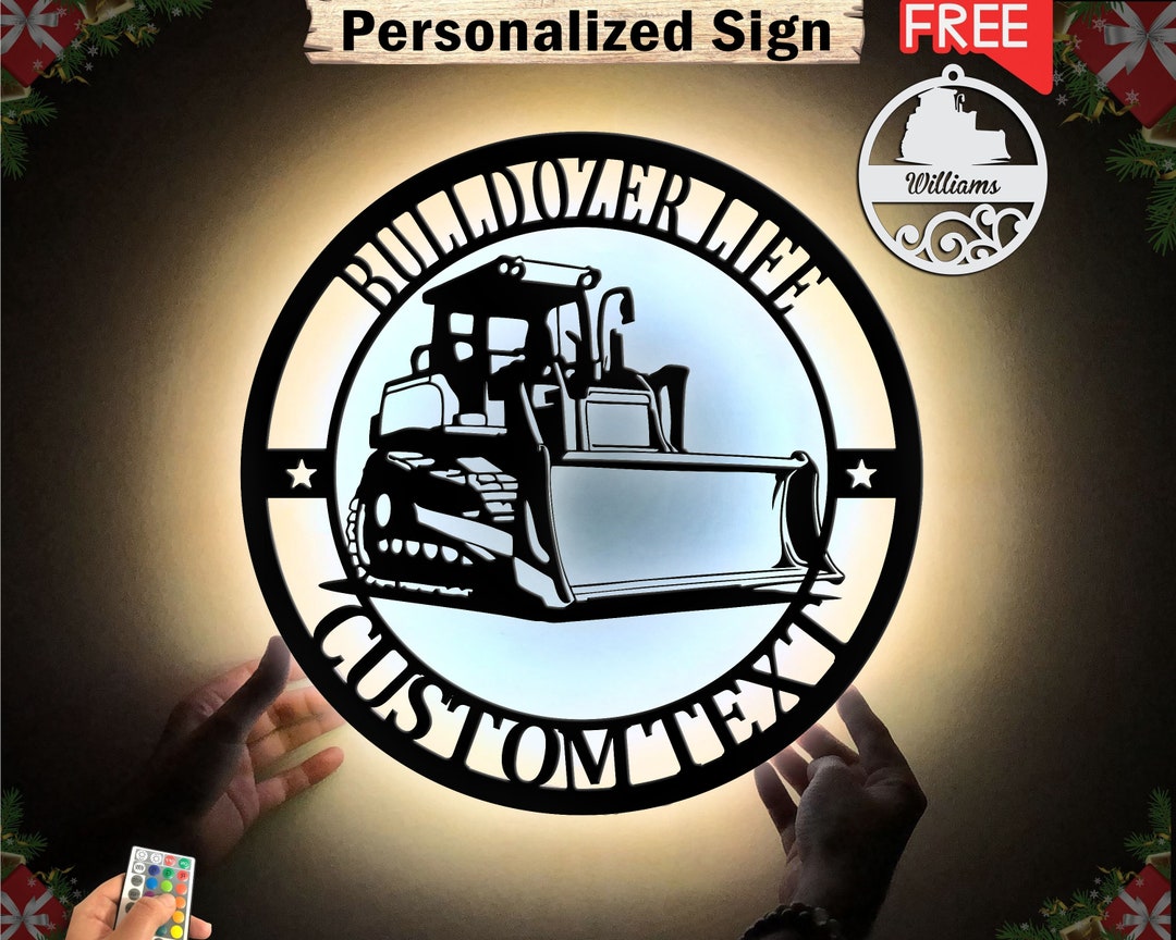 Bulldozer LED Sign Custom Light-up Bedroom Wall Art - Etsy