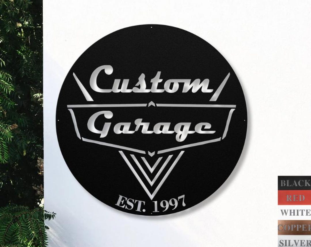 Vintage 1950's Garage Sign, Personalized Metal Wall Art, Car Shop Decor ...