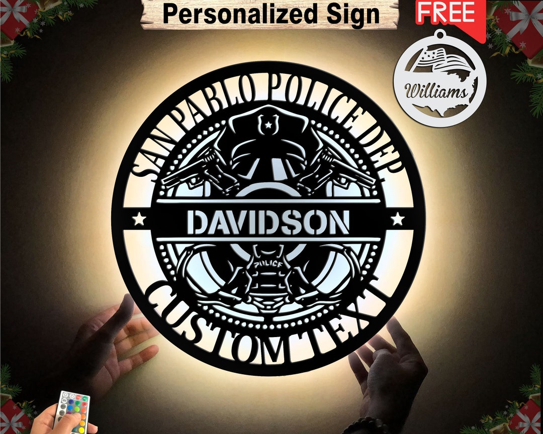 Custom Police Metal Sign Personalized Officer Wall Art, Law Enforcement ...