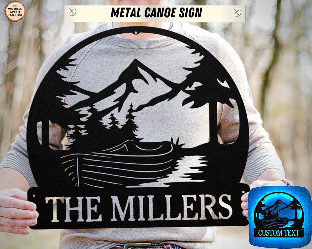 Custom Canoe Metal Name Sign With Neon Look Led Lights, Personalized ...
