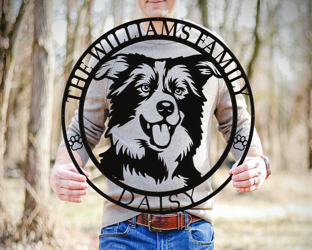Border Collie Metal Name Sign, Border Dog House Decor, Custom Dog Sign ...