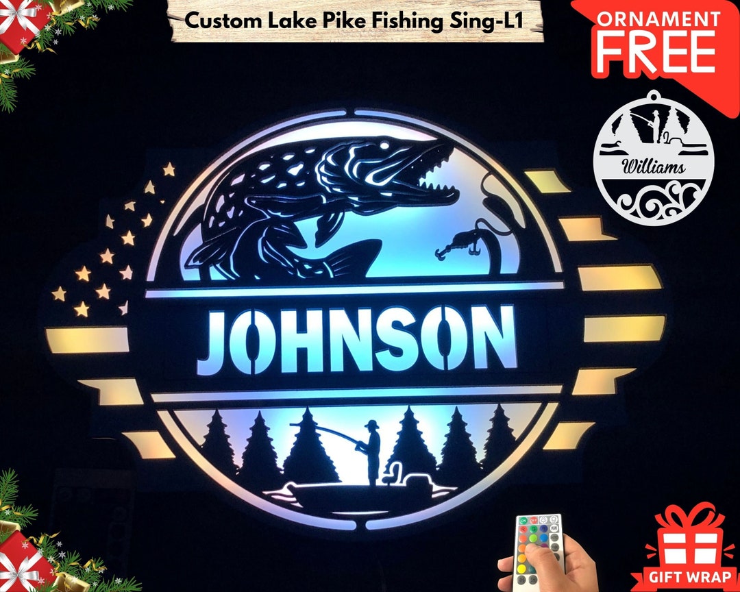 Personalized Pike Fishing Sign Neon Led Light, Northern Pike Decor ...