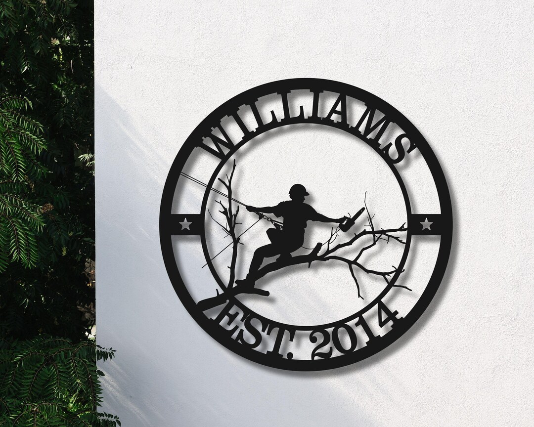 Custom Tree Trimmer Metal Name Sign, Arborist Business Wall Decor ...