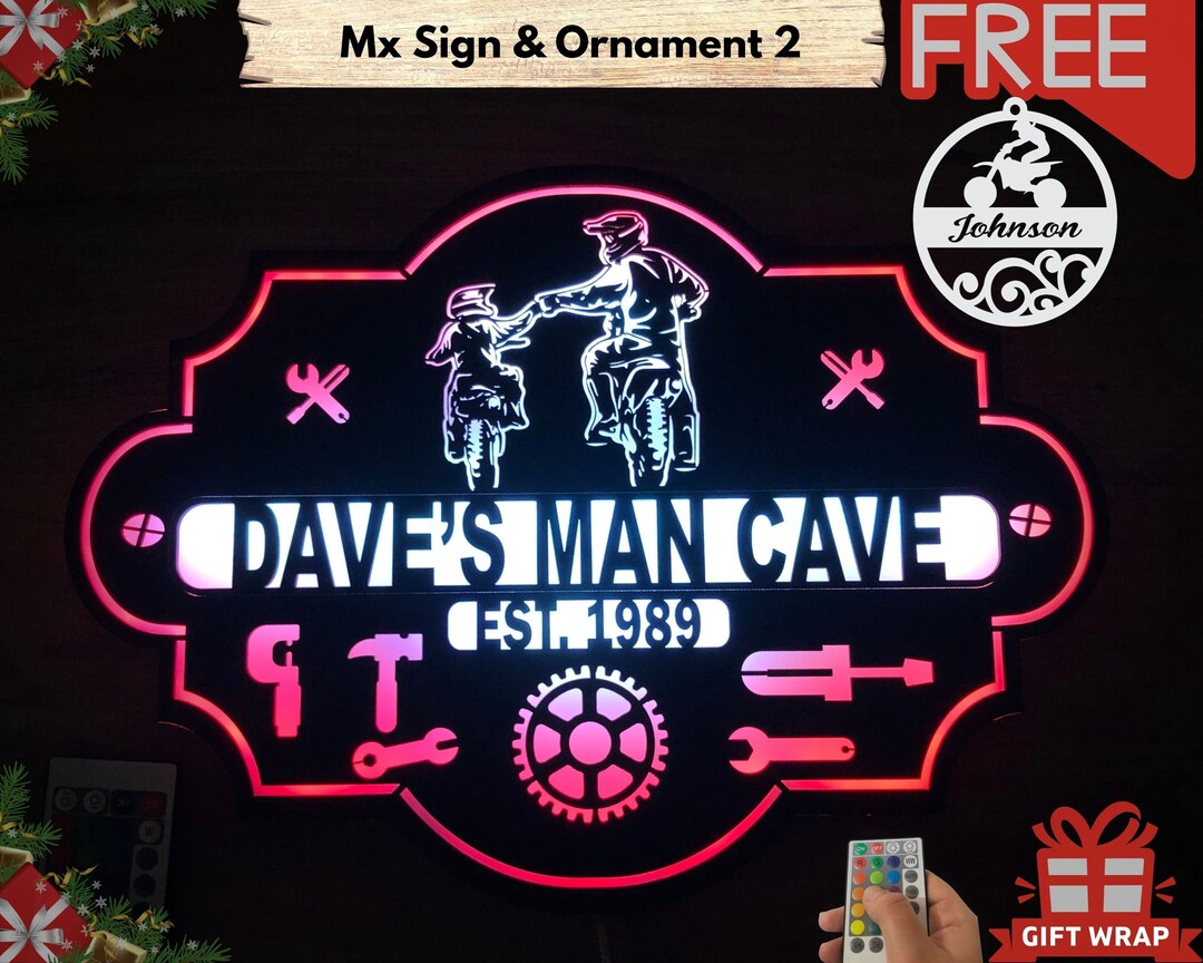 Custom Dirt Bike Garage Sign Neon Led Lights, Personalized Motocross ...