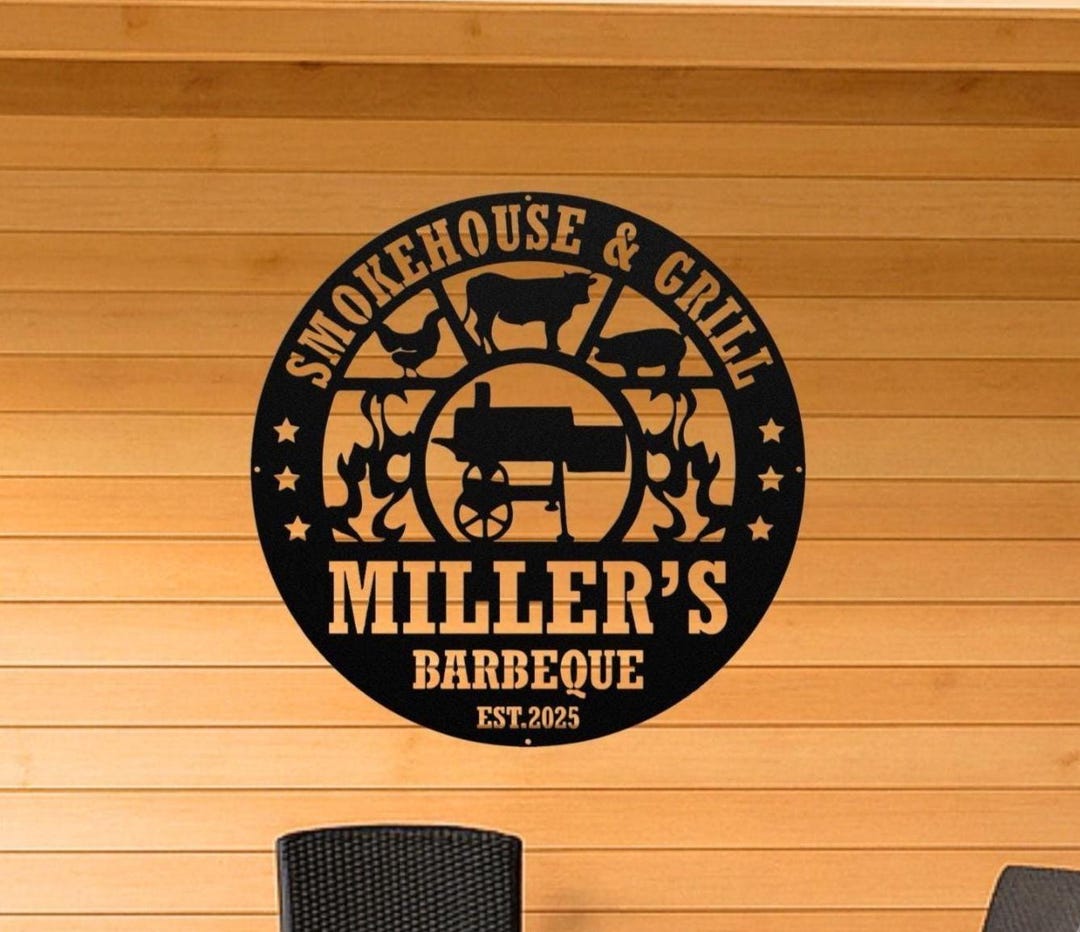 Personalized Grill & Smoker Sign - Custom Barbeque Metal Wall Art ...