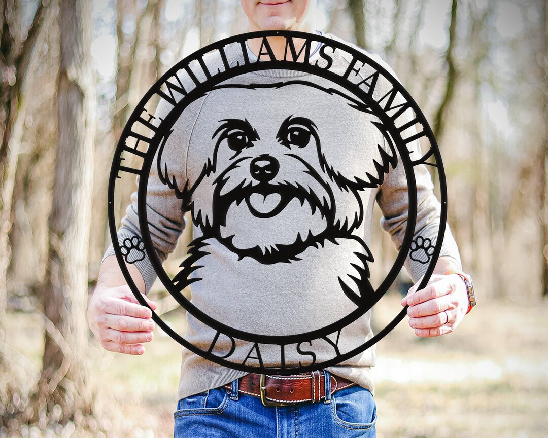 Maltese Metal Name Sign, Maltie Dog House Decor, Custom Dog Sign, Front ...