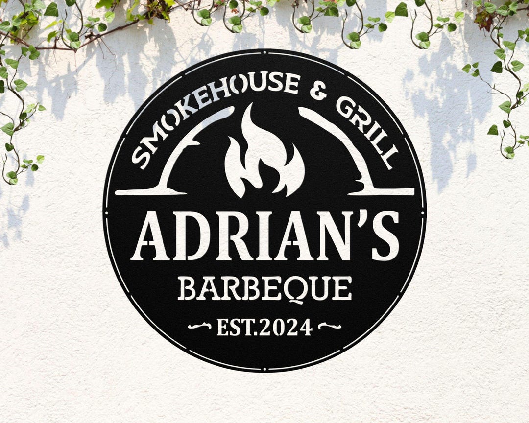 Custom Barbeque Name Sign - Custom Smokehouse Bar Decor - Metal Family ...