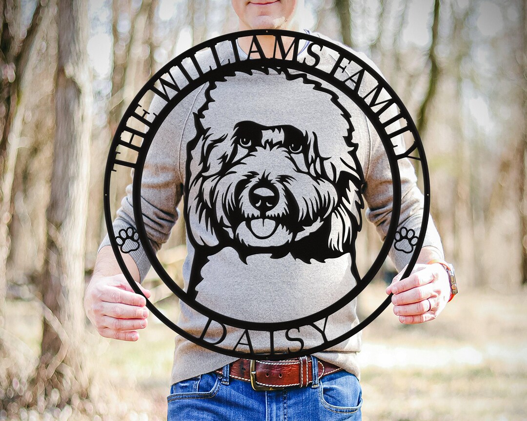 Goldendoodle Metal Name Sign, Groodle Dog House Decor, Custom Dog Sign ...