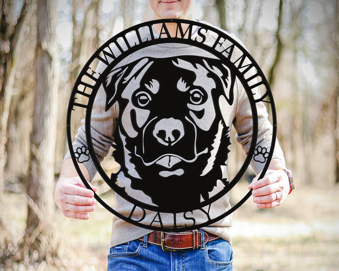 Metal Rottweiler Sign - Custom Dog House & Kennel Decor, Rottie Crate ...