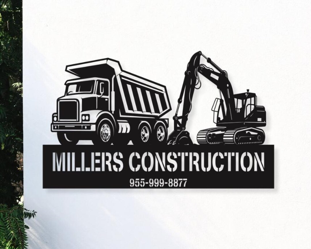 Metal Excavator Sign, Dump Truck Sign, Metal Construction Company Sign ...