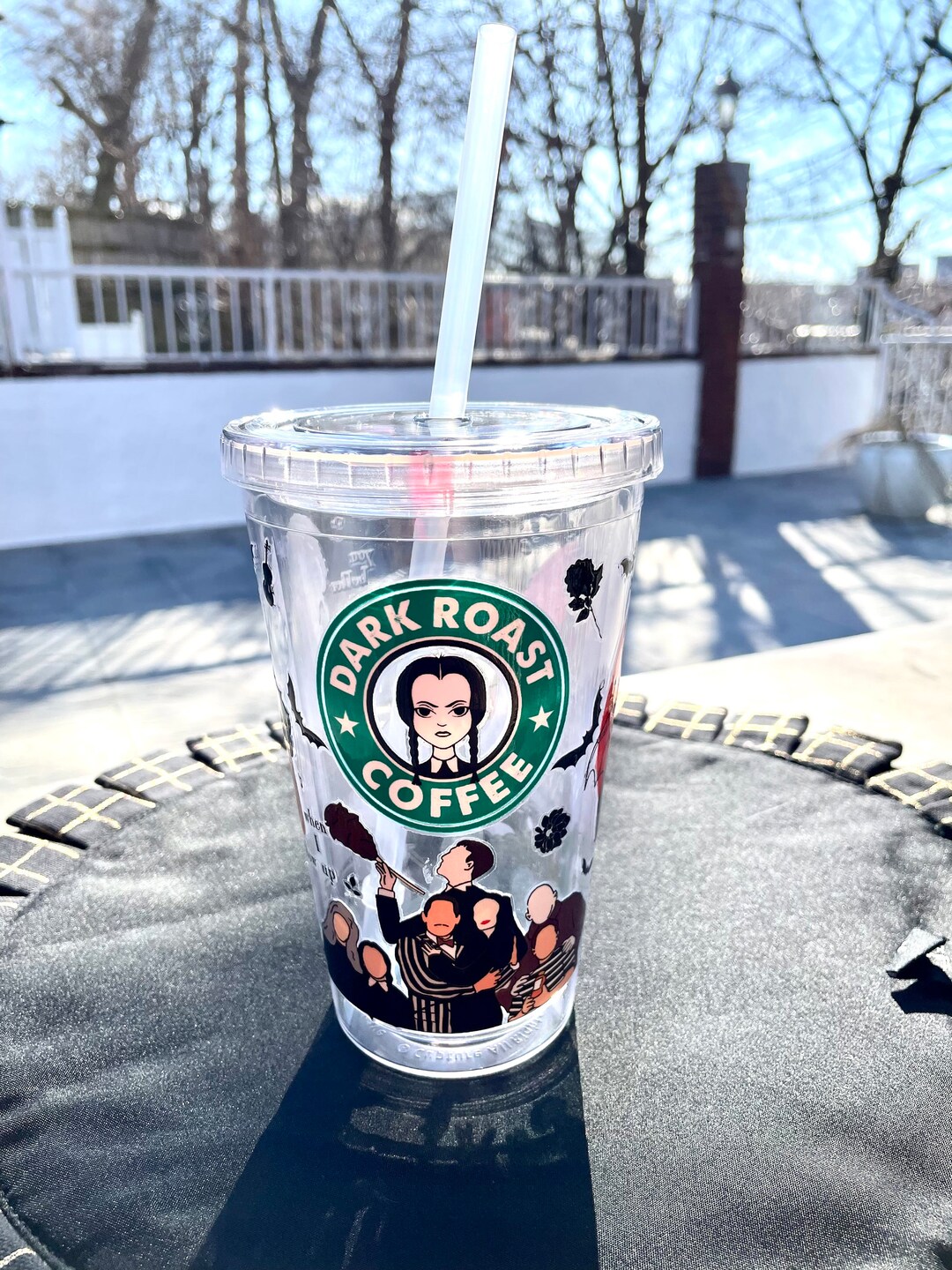 Wednesday Addams Tumbler Cup 16oz/ Plastic Clear Tumbler/ Coffee Cup ...