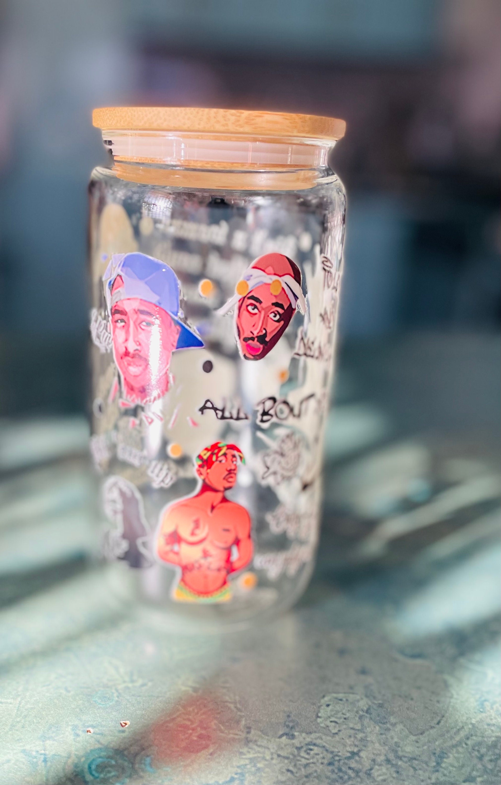 Tupac Inspired Glass Can Cup Rapper 2PAC Clear Glass 16oz Cup Hip Hop ...