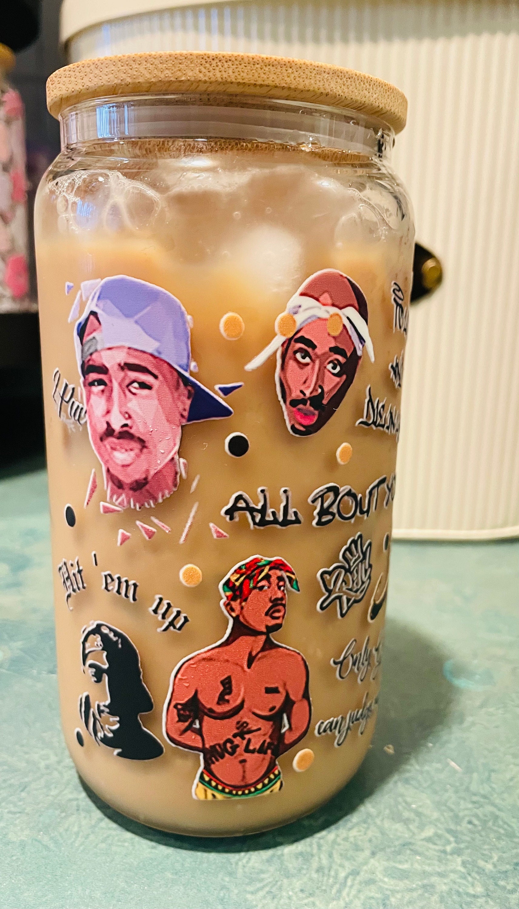 Tupac Inspired Glass Can Cup Rapper 2PAC Clear Glass 16oz Cup Hip Hop ...