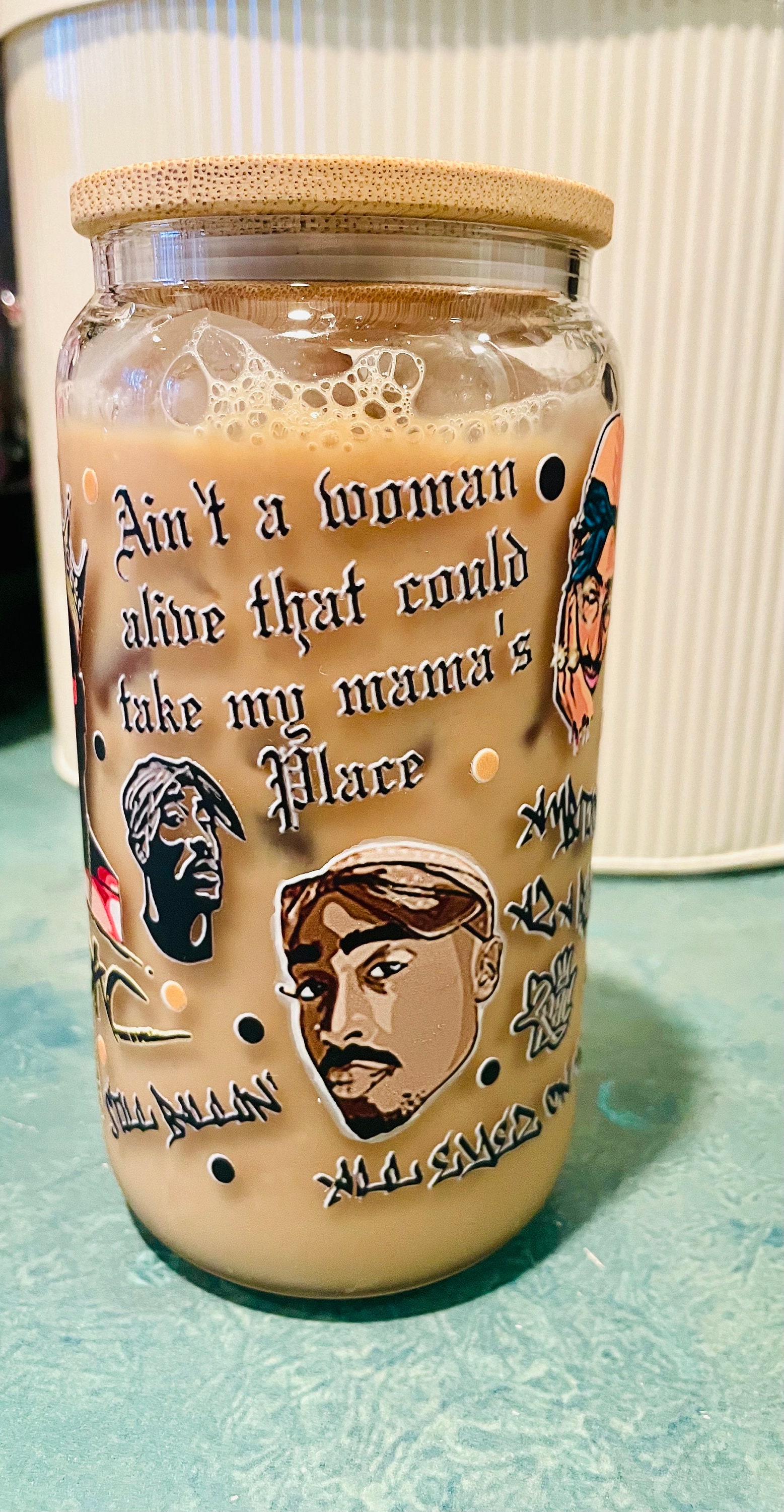Tupac Inspired Glass Can Cup Rapper 2PAC Clear Glass 16oz Cup Hip Hop ...