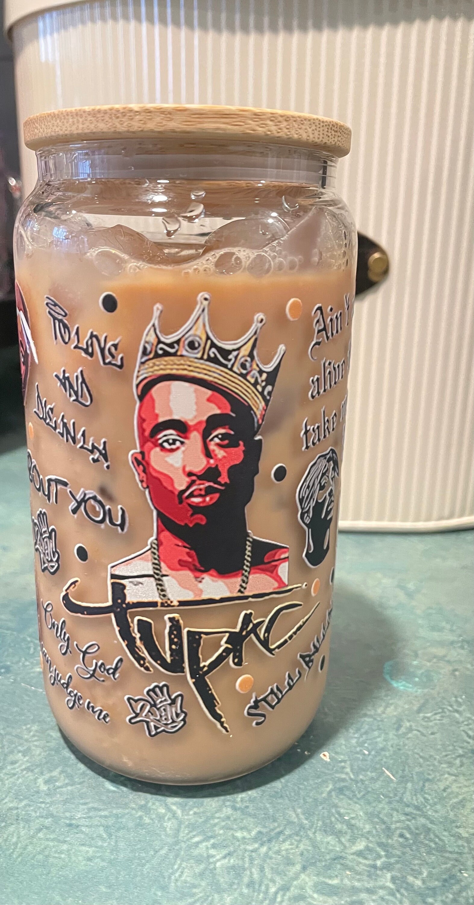 Tupac Inspired Glass Can Cup Rapper 2PAC Clear Glass 16oz Cup Hip Hop ...