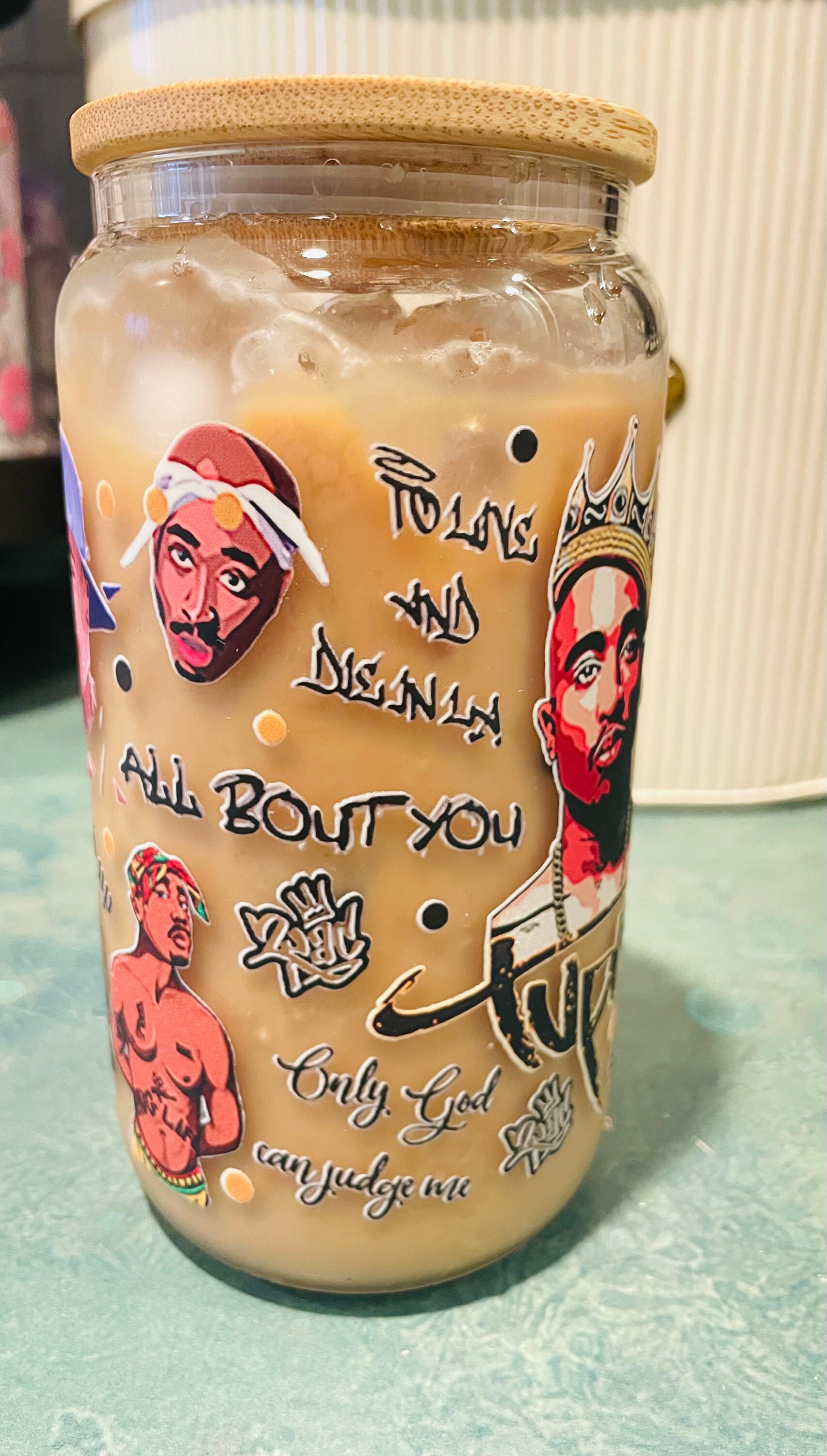 Tupac Inspired Glass Can Cup Rapper 2PAC Clear Glass 16oz Cup Hip Hop ...