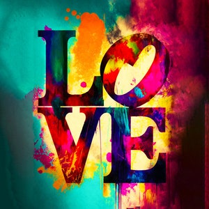 Canvas Original Love Art Print - Colorful Wall Art for Your Home, Dorm ...