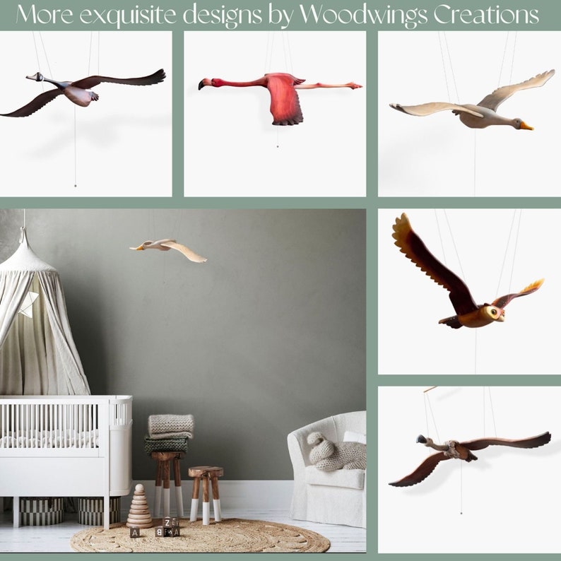Wooden Flying Mobile Birds Wooden Mobile Guinea Fowl Woodland - Etsy