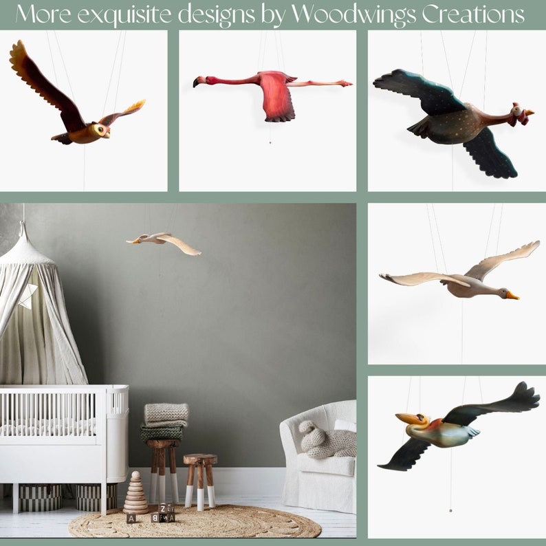 Wooden Flying Mobile Bird Pastel Nursery Decor Mobile Nursery - Etsy