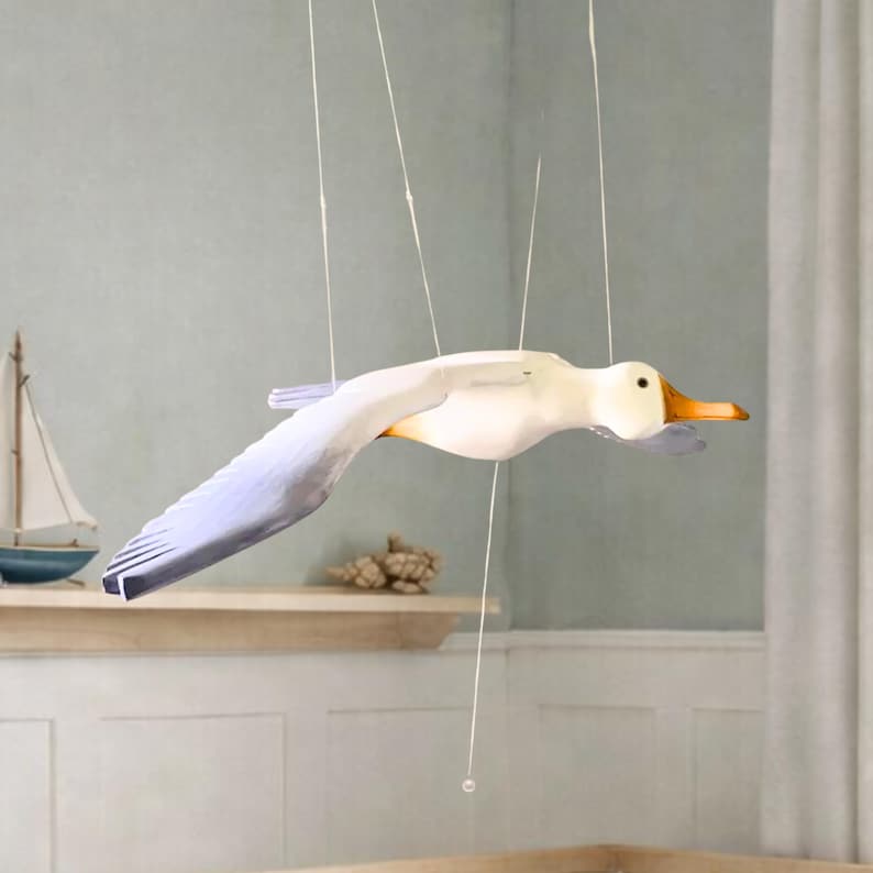 Seagull Handcrafted Seagull Wooden Mobile Perfect for Beach House Decor ...