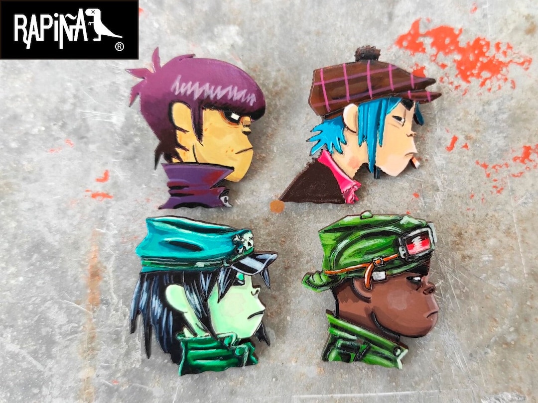 Gorillaz, Pin, Pin Collection, Hand Painted, Demon Days, Hand Painted Pin, Rock Accessories ...