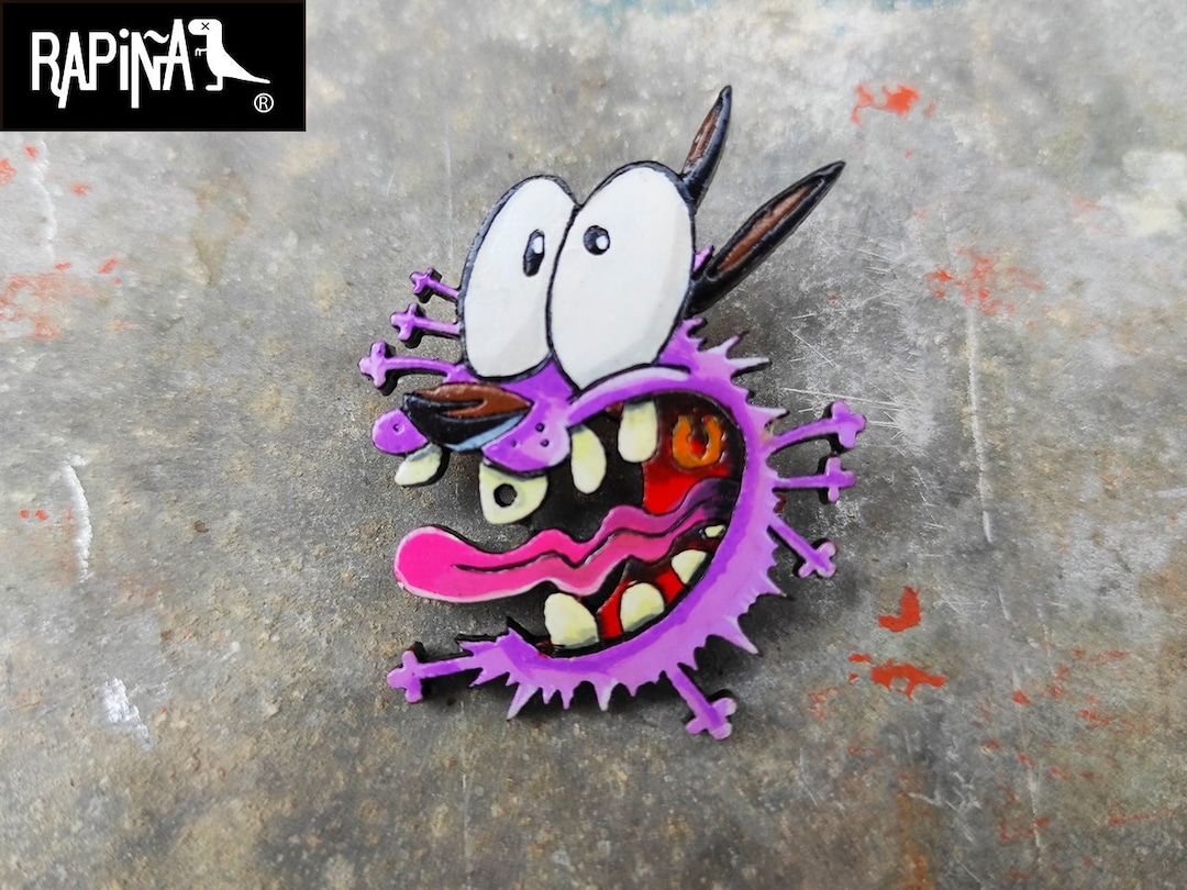 Courage the Cowardly Dog, Pin, Hand Painted Pin, Handmade, Courage ...