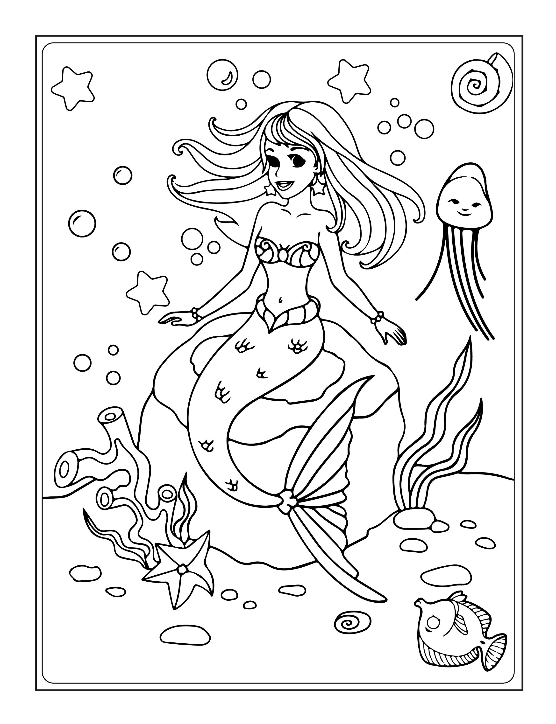 Mermaid Coloring Book for Kids Ages 4-8: 40 Cute, Unique Coloring Pages ...