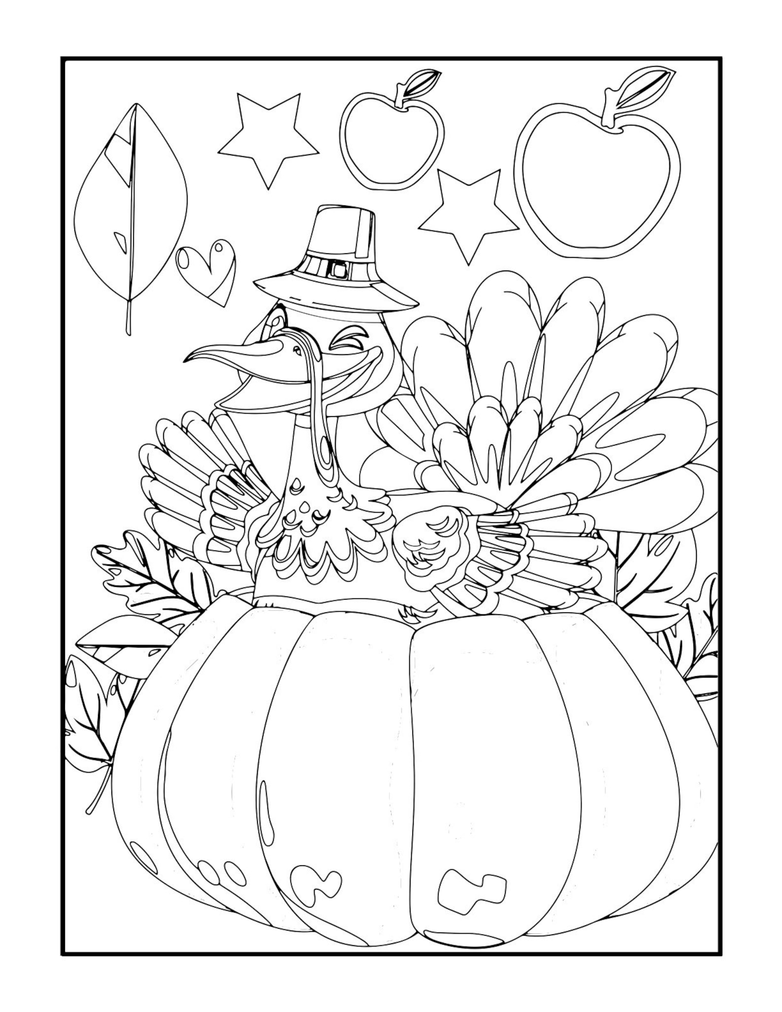 Thanksgiving Coloring Pages for Kids - Etsy