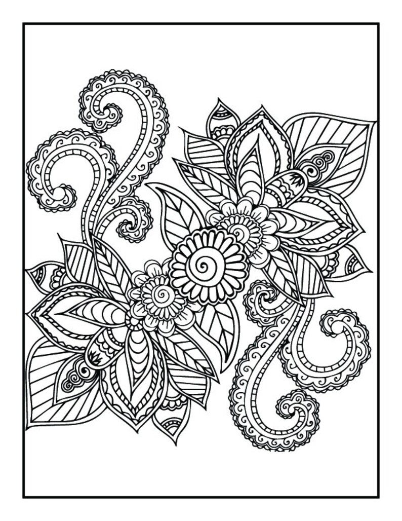 Beautiful Flower Coloring Pages for Kids & Adults - Etsy