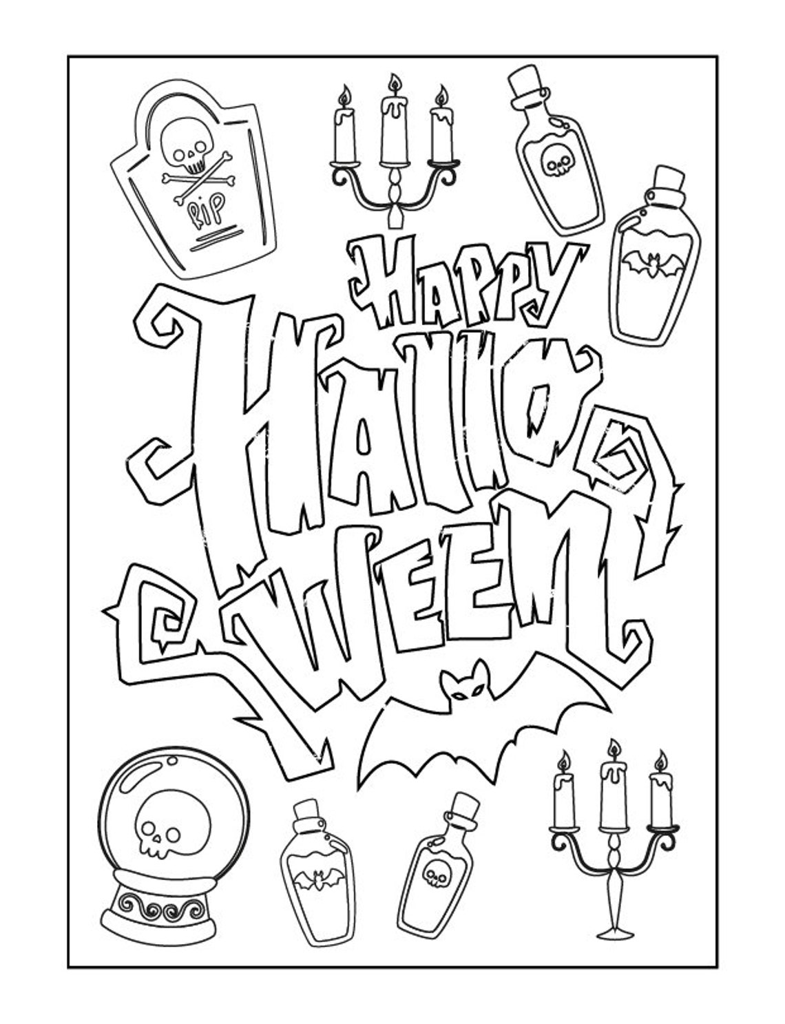 Creepy Halloween Coloring Pages for Adults - Etsy