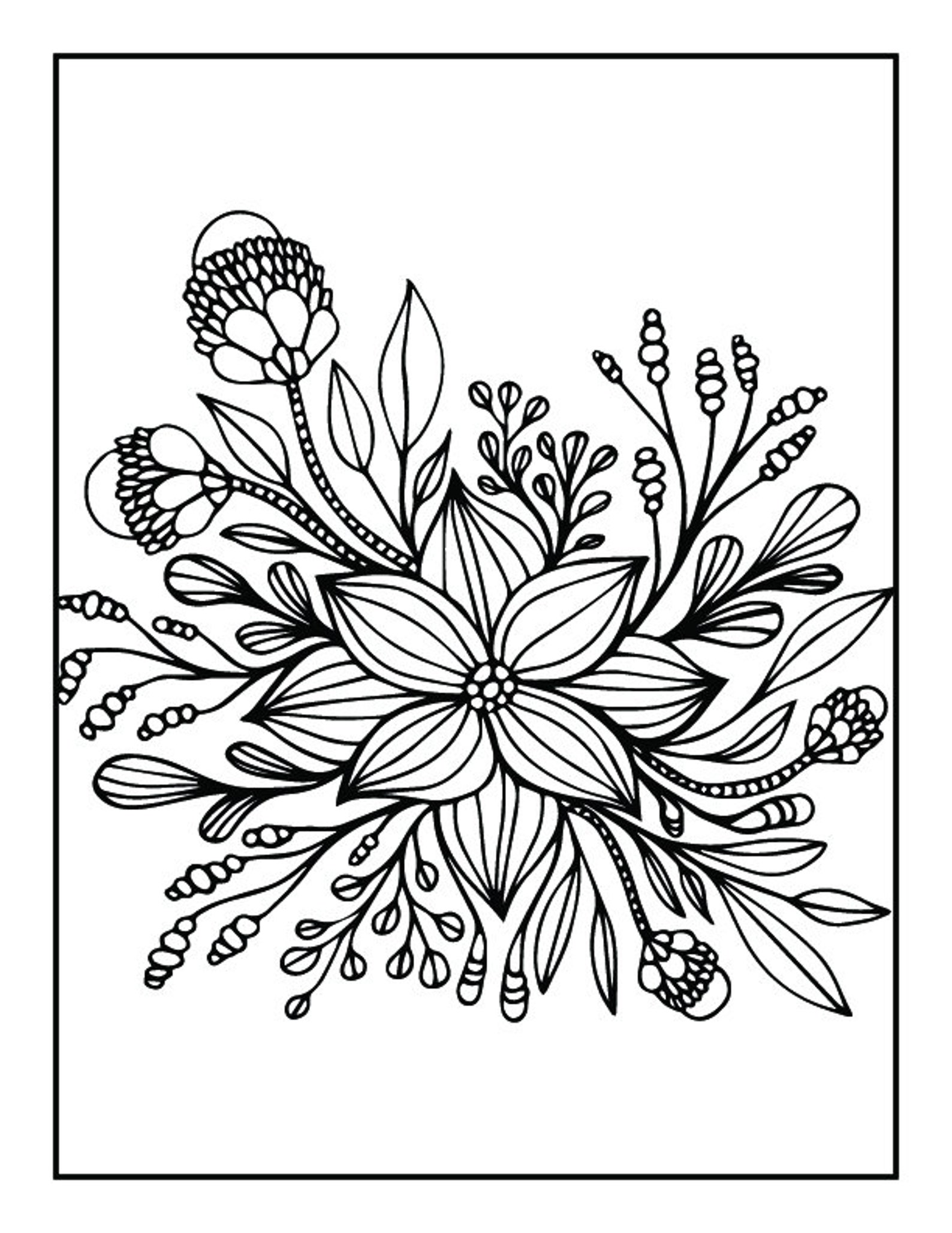 Beautiful Flower Coloring Pages for Kids & Adults - Etsy