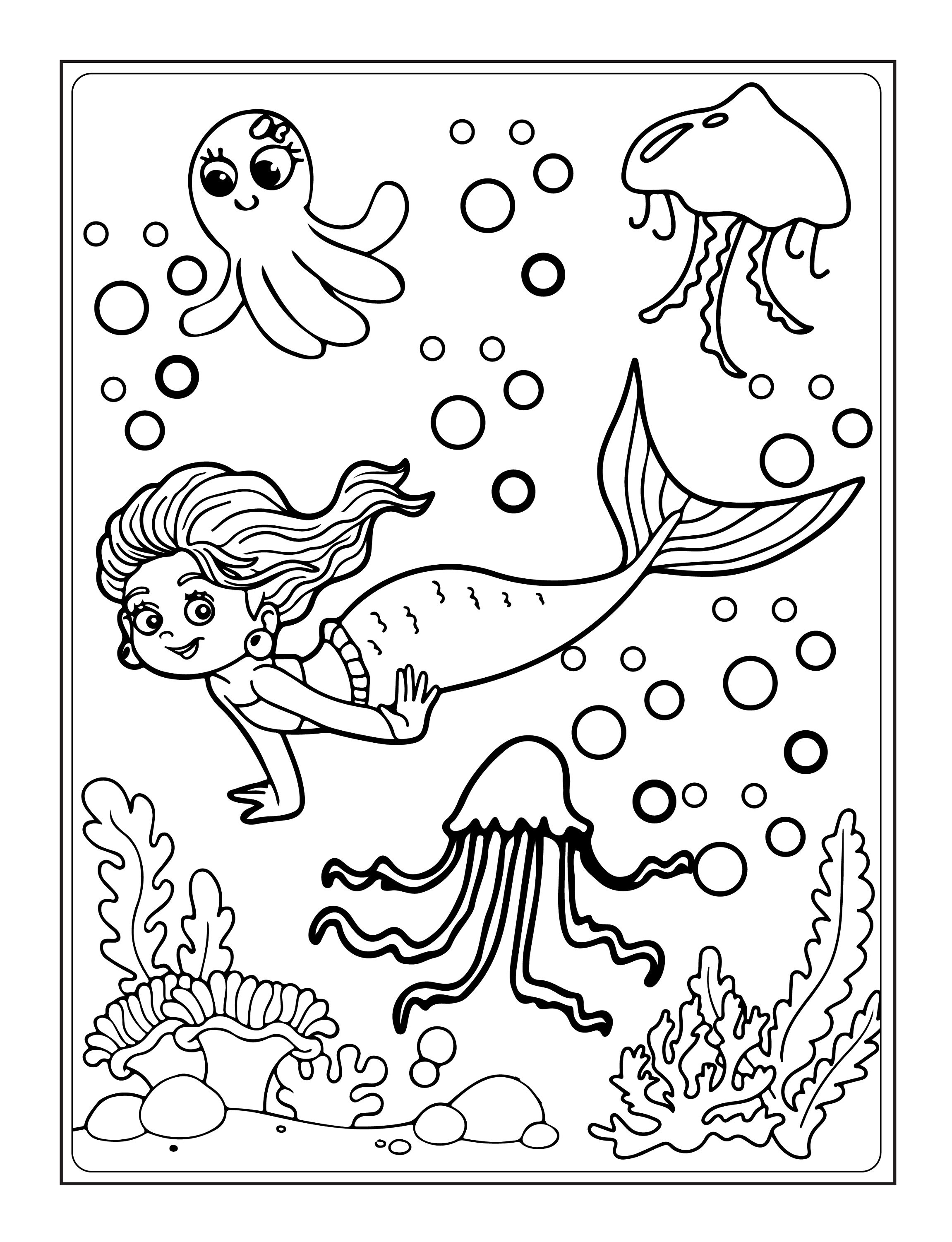 Mermaid Coloring Book for Kids Ages 4-8: 40 Cute, Unique Coloring Pages ...
